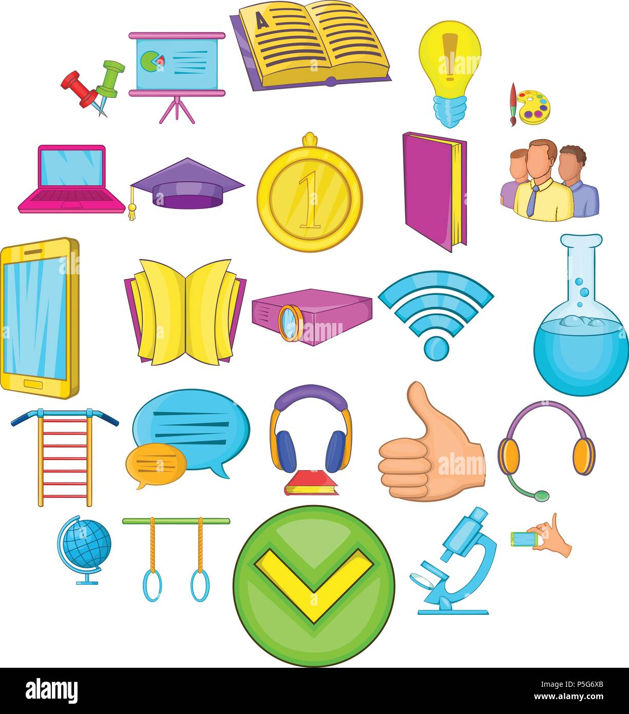 Excellent pupil icons set, cartoon style Stock Vector Image & Art - Alamy