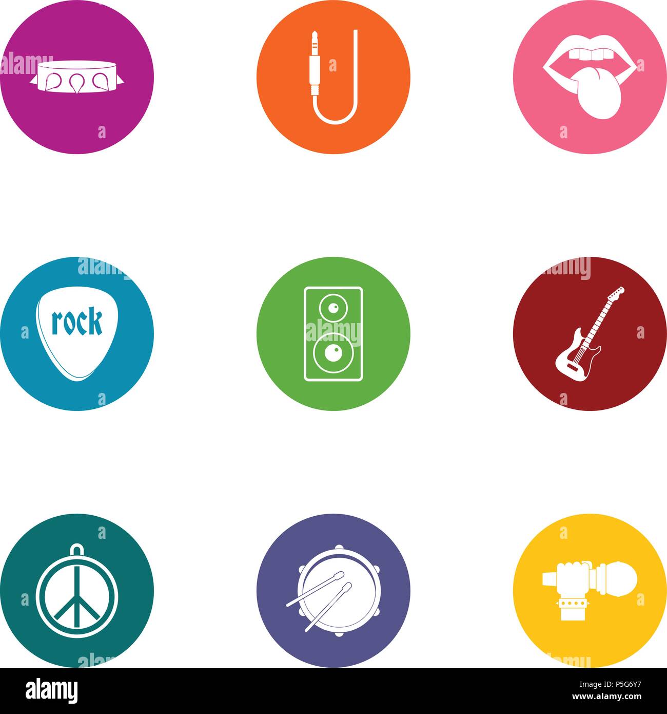 Rock music icons set, flat style Stock Vector Image & Art - Alamy