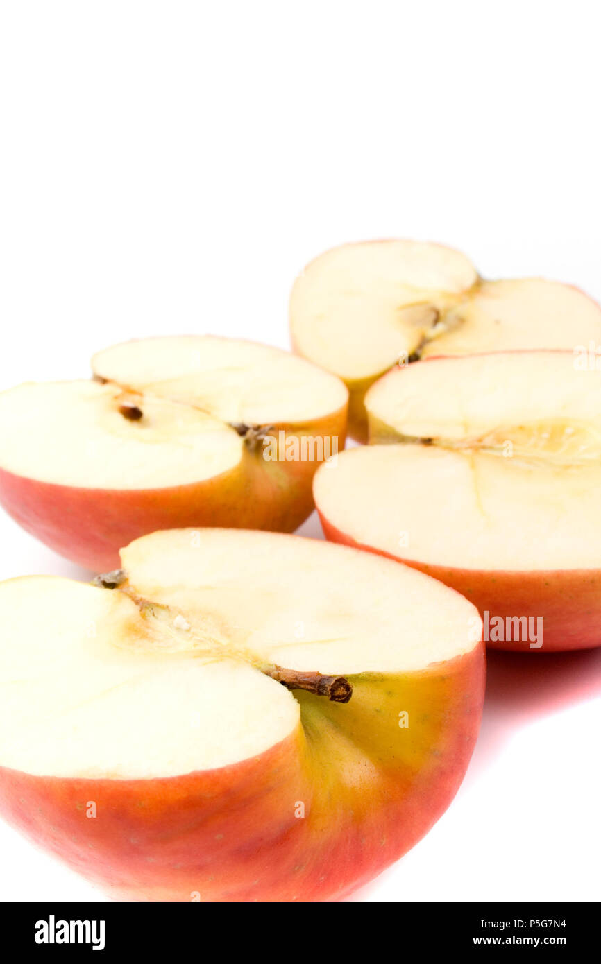 apple halves on white background Stock Photo - Alamy
