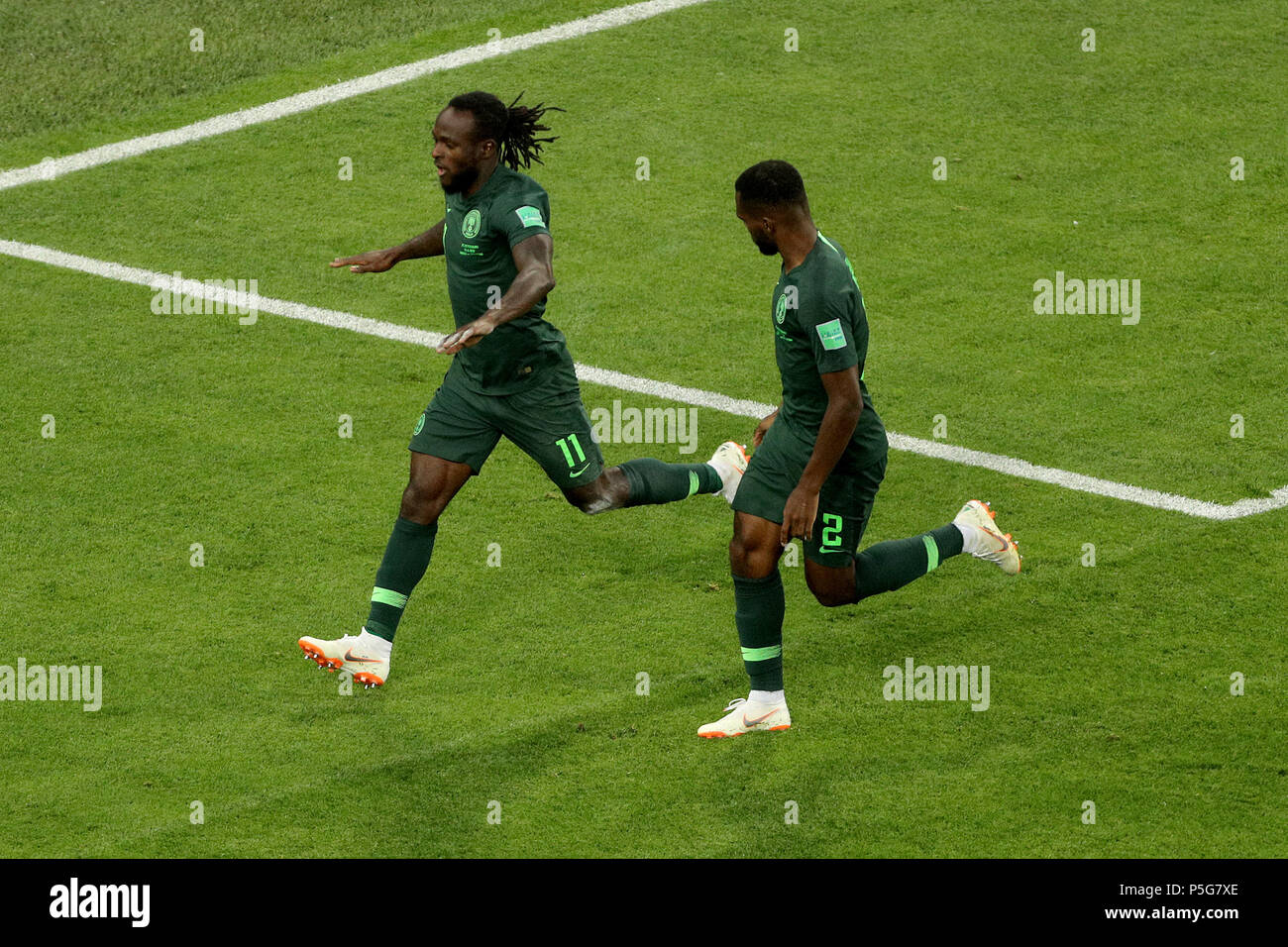 Nigeria's Victor Moses (left) celebrates scoring his side's first goal ...
