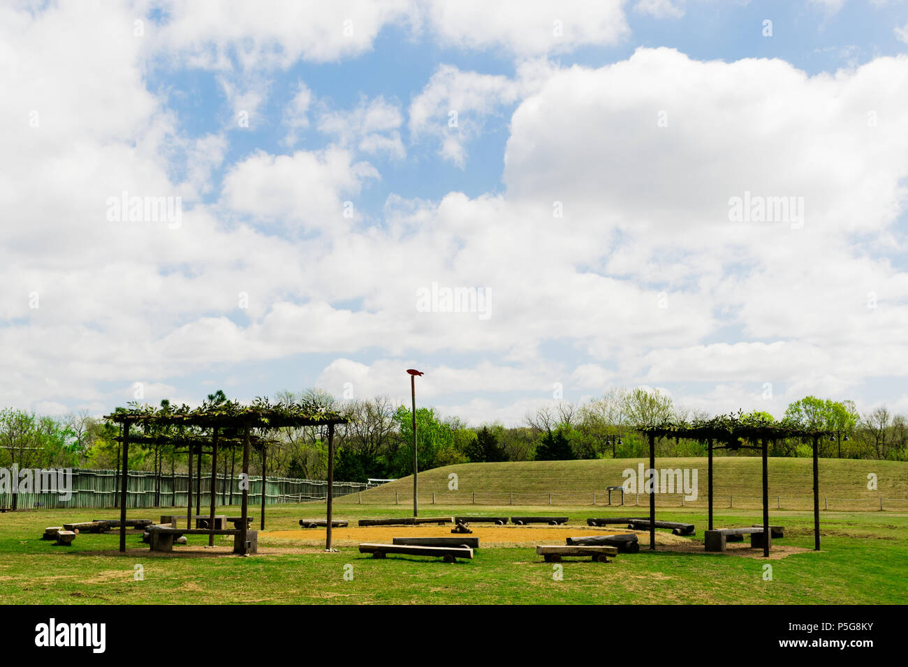 Native American stomp ground for Indian dances around a sacred fire ...