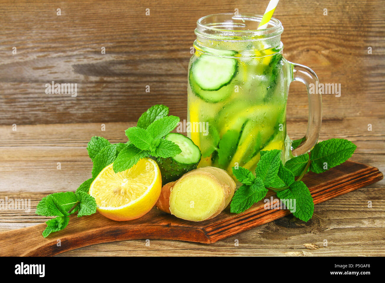 Sassy water. Fresh cool water with cucumber, lemon, ginger and mint ...