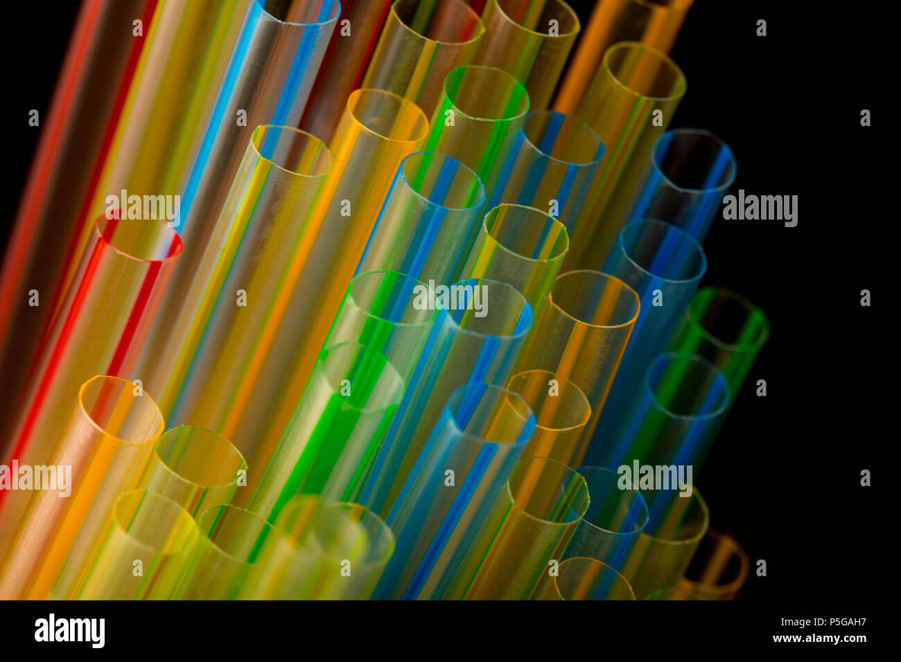 Plastic drinking straws, plastic waste, various colors and sizes Stock ...