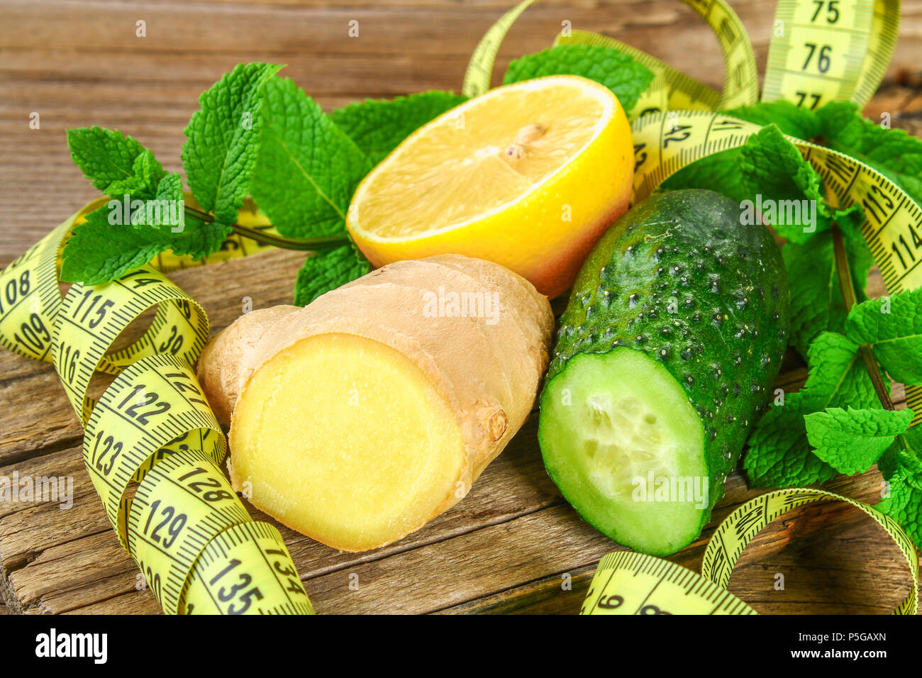 Ingredients for Sassy water cucumber, lemon, ginger and mint. Detox and ...