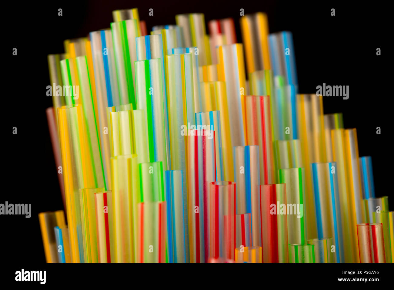 Plastic drinking straws, plastic waste, various colors and sizes Stock ...