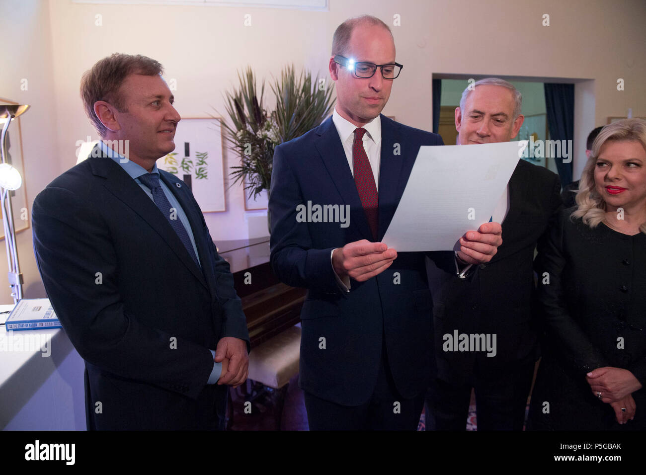 The Duke of Cambridge (centre), with Israeli Prime Minister Benjamin ...