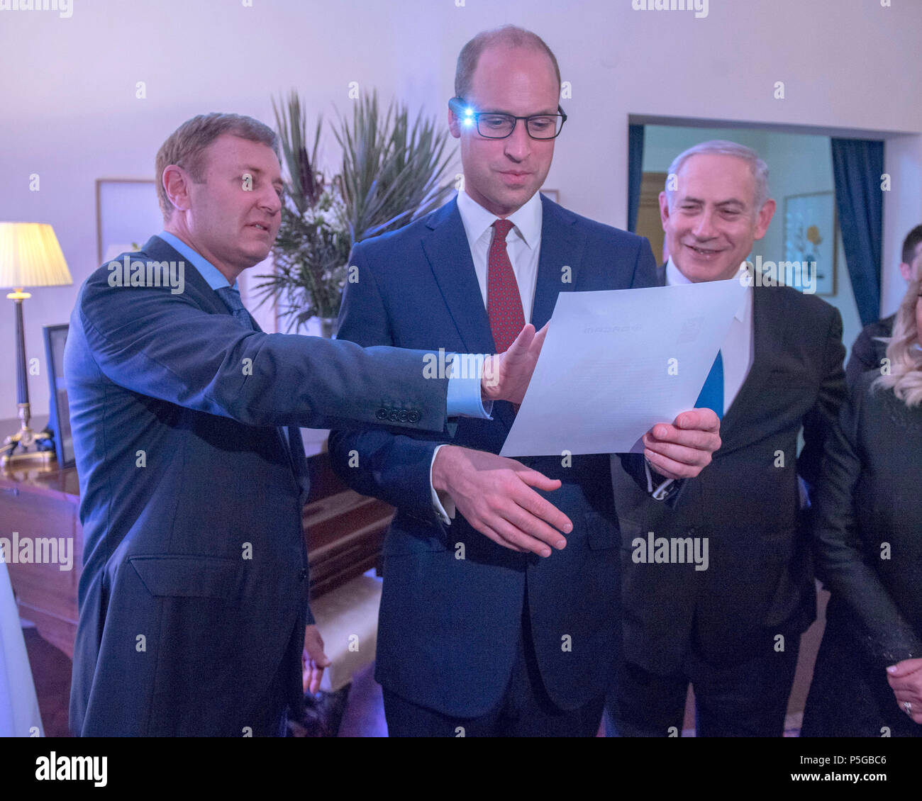 The Duke of Cambridge (centre), with Israeli Prime Minister Benjamin ...