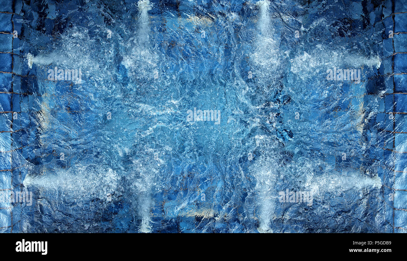 Elevated view of close up outdoor jacuzzi with clear clean water Stock ...