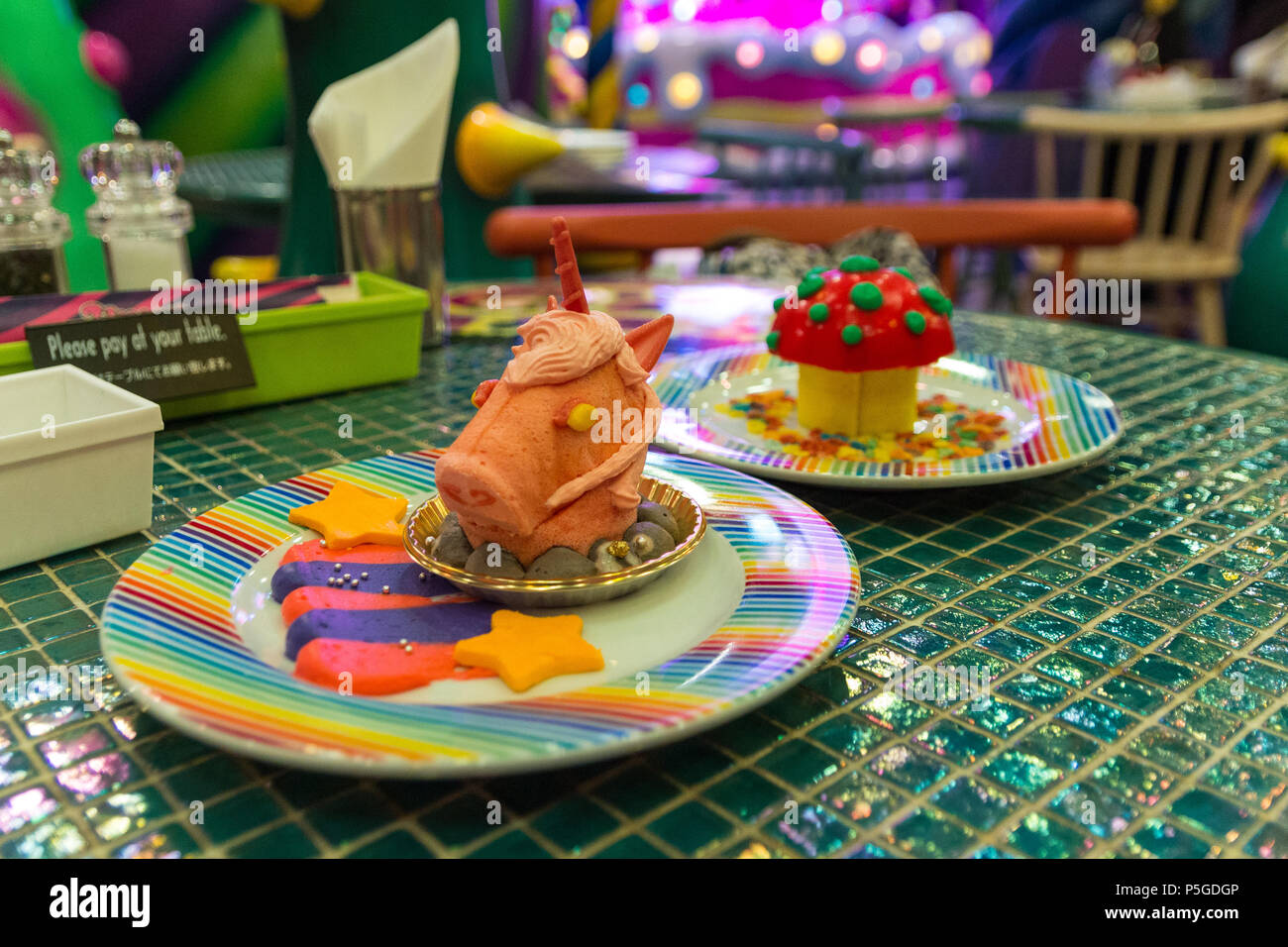Unicorn cake and fly agaric cake at Kawaii Monster Cafe in Harajuku ...