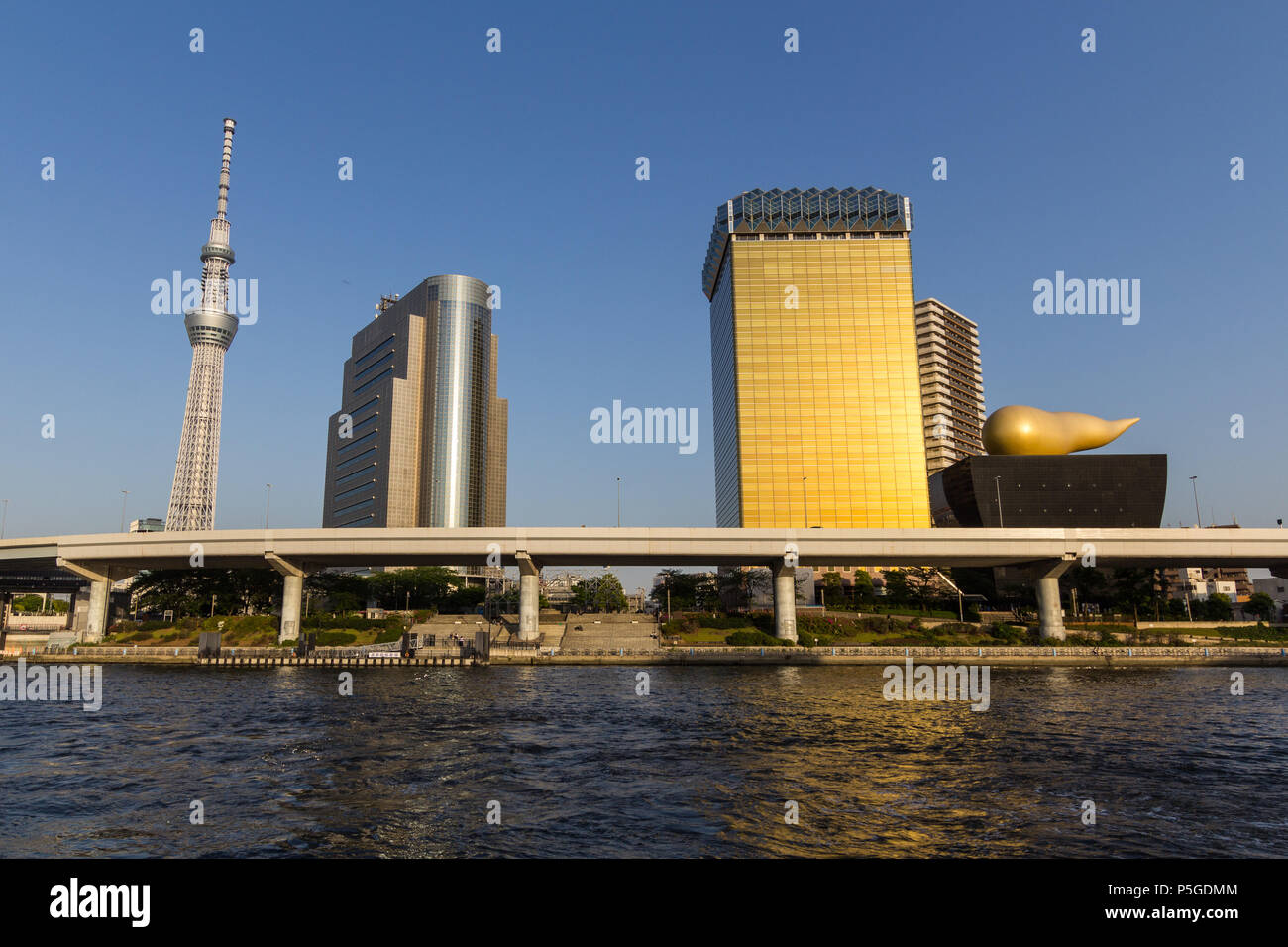 Skytree and Asahi Beer Hall "Golden Flame" designed by Philippe Starck ...