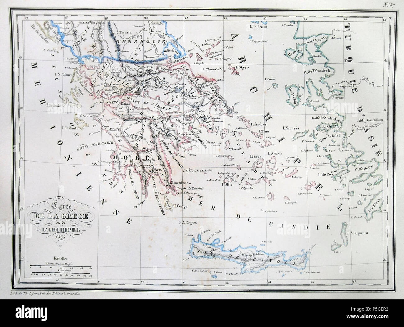 1834 Malte-Brun Map of Greece - Geographicus - Greece-mb-1837 Stock ...