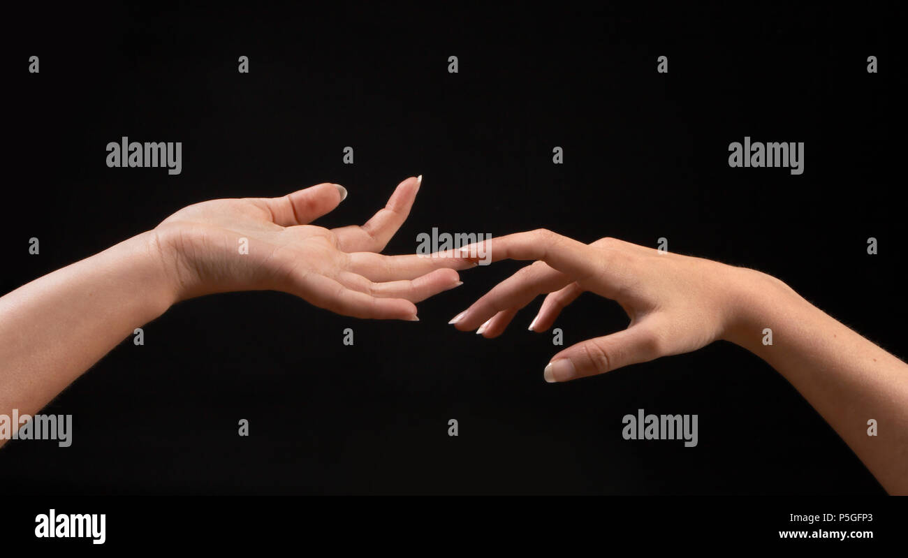 Two beautiful hands touching in an elegant way Stock Photo - Alamy