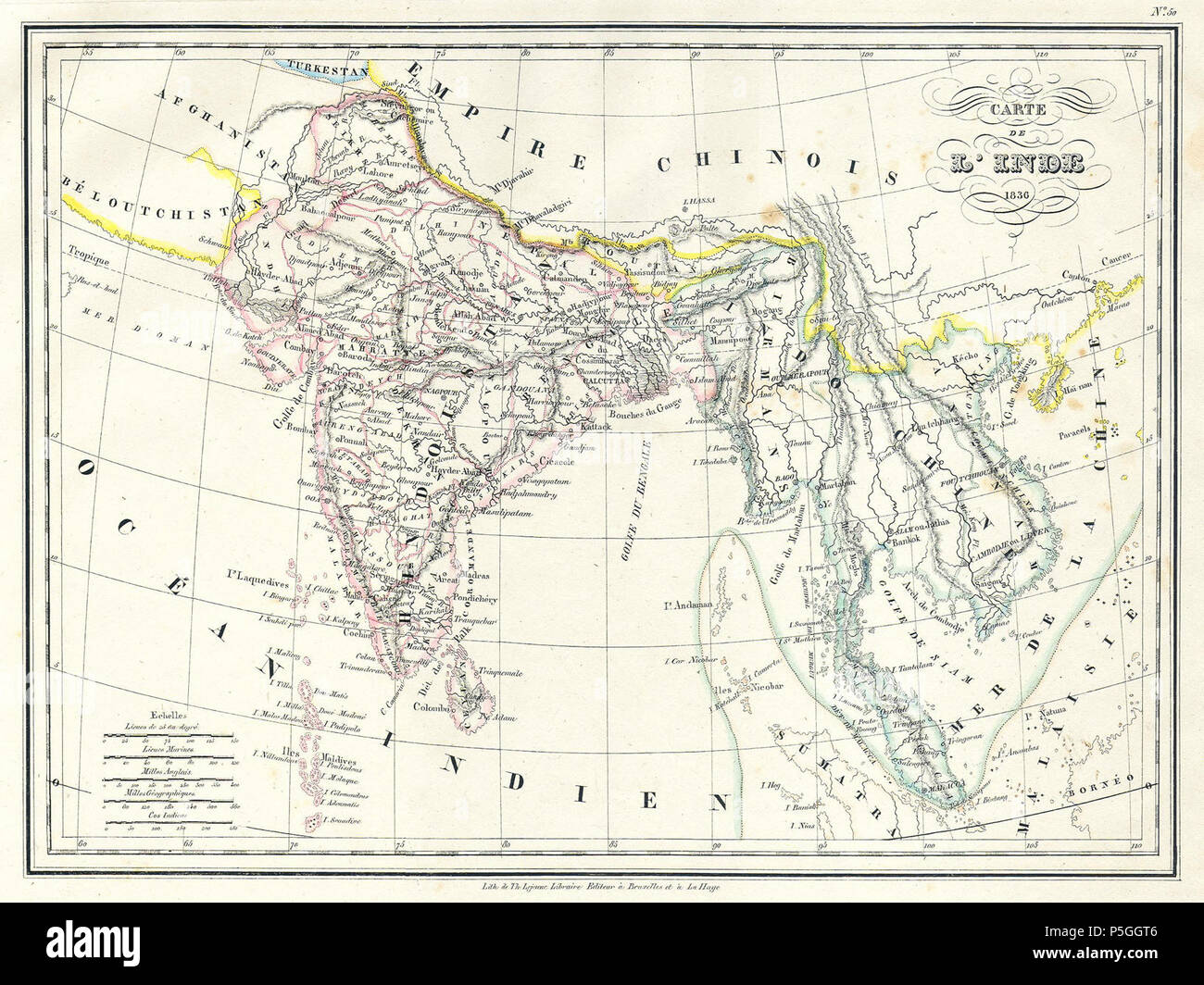 1837 Malte-Brun Map of India, Burma and Southeast Asia (Siam , Vietnam ...