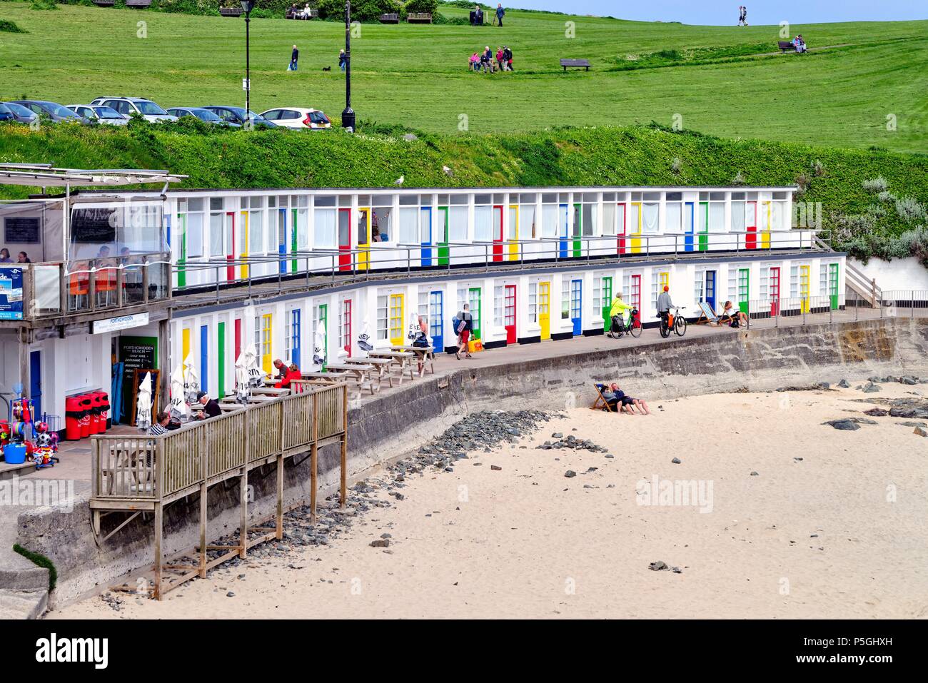 Porthgwidden beach and beach huts St.Ives Cornwall England UK Stock ...
