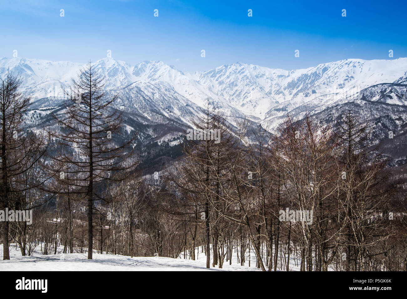 Hakuba ridge in spring. It is famous of the venue for The Nagano Winter ...