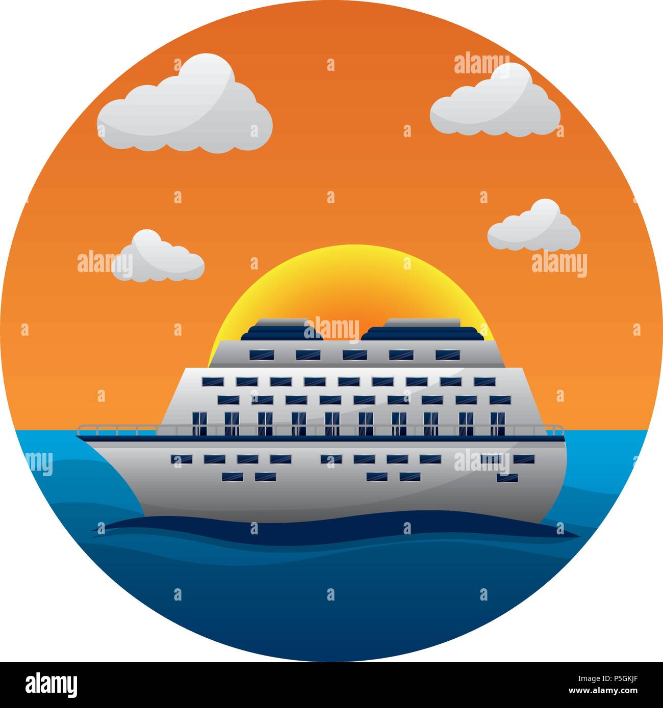 cruise ship travel ocean tropical vacation vector illustration Stock ...