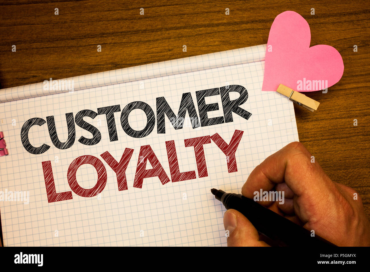 Writing note showing Customer Loyalty. Business photo showcasing Client ...