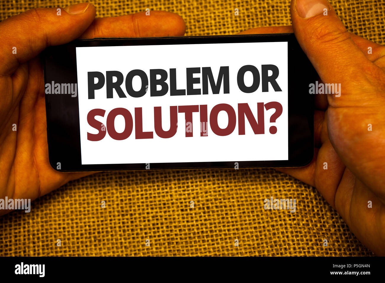 Text sign showing Problem Or Solution Question. Conceptual photo Think ...