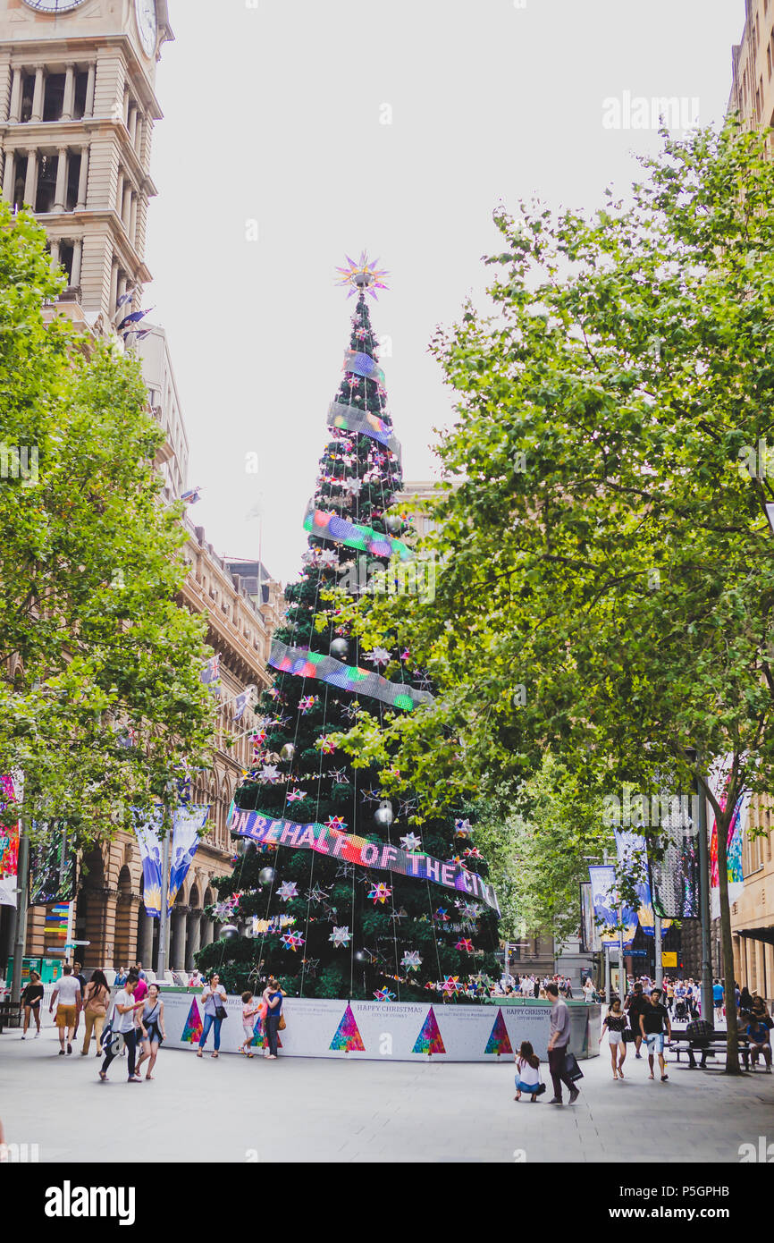 SYDNEY, AUSTRALIA - December 26th, 2014: Christmas tree in Martin's ...