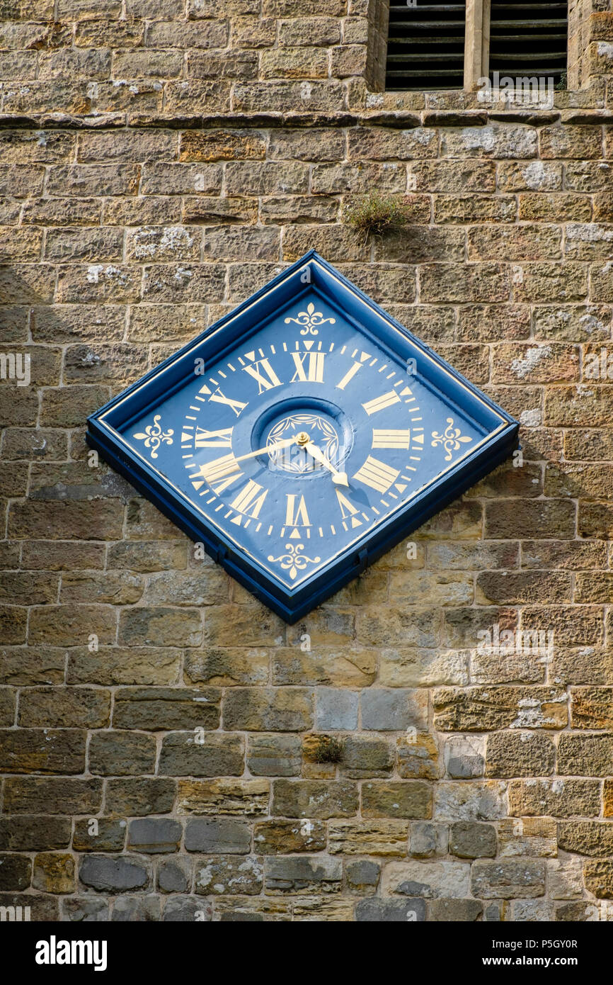 The unusual square clock face on the tower of St Mary's Church, Battle ...