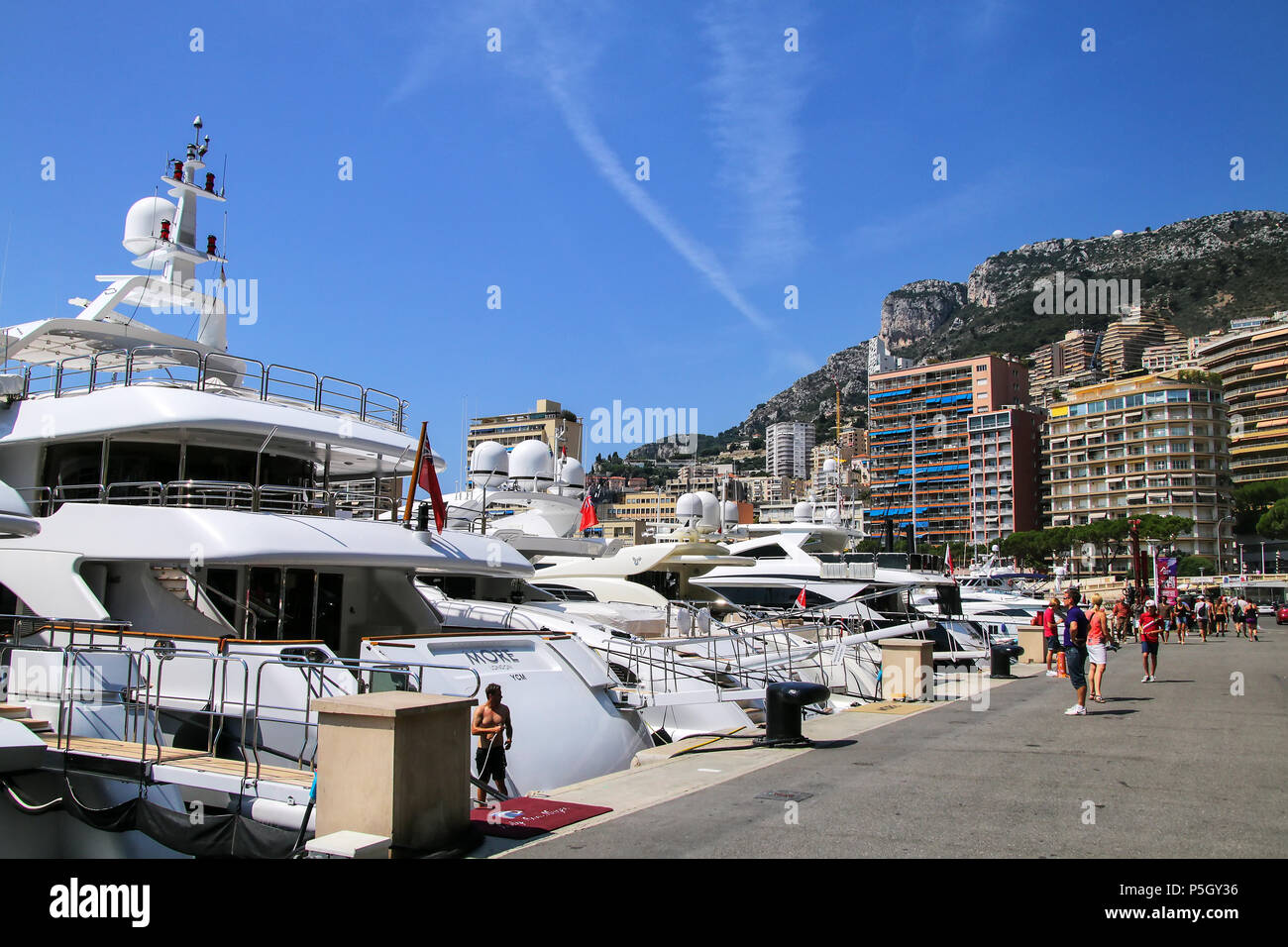 Yachts docked at Port Hercules in La Condamine ward of Monaco. Port ...