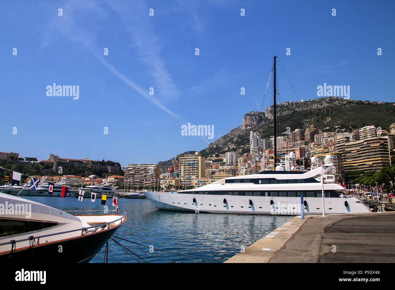 Yacht docked at Port Hercules in La Condamine ward of Monaco. Port ...