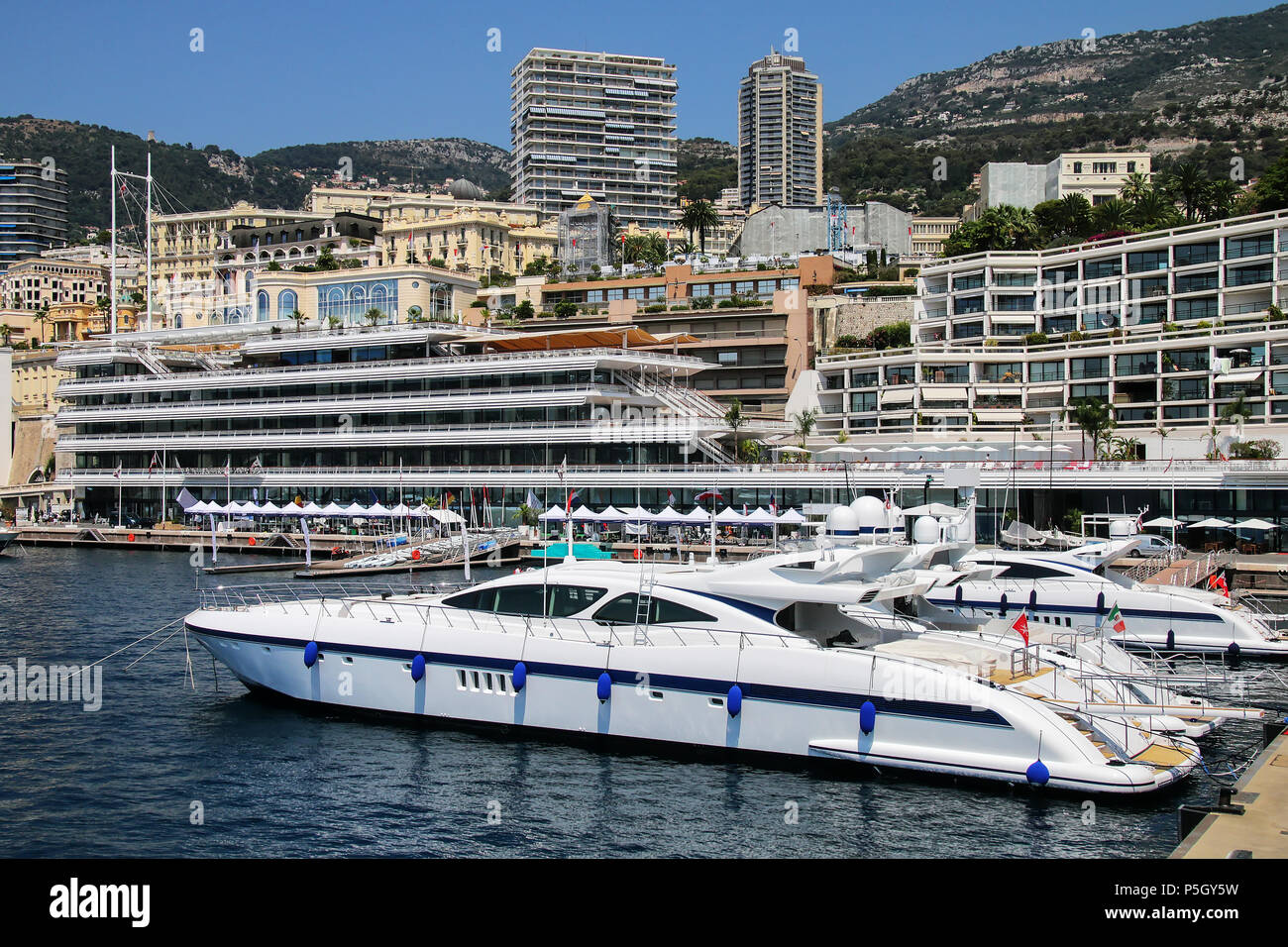 Yachts docked at Port Hercules in La Condamine ward of Monaco. Port ...