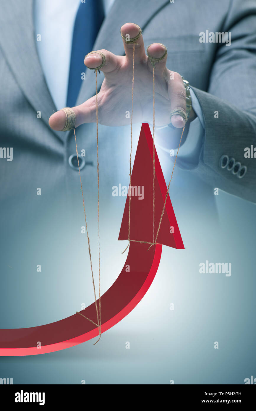 Hand supporting the growth chart line Stock Photo - Alamy