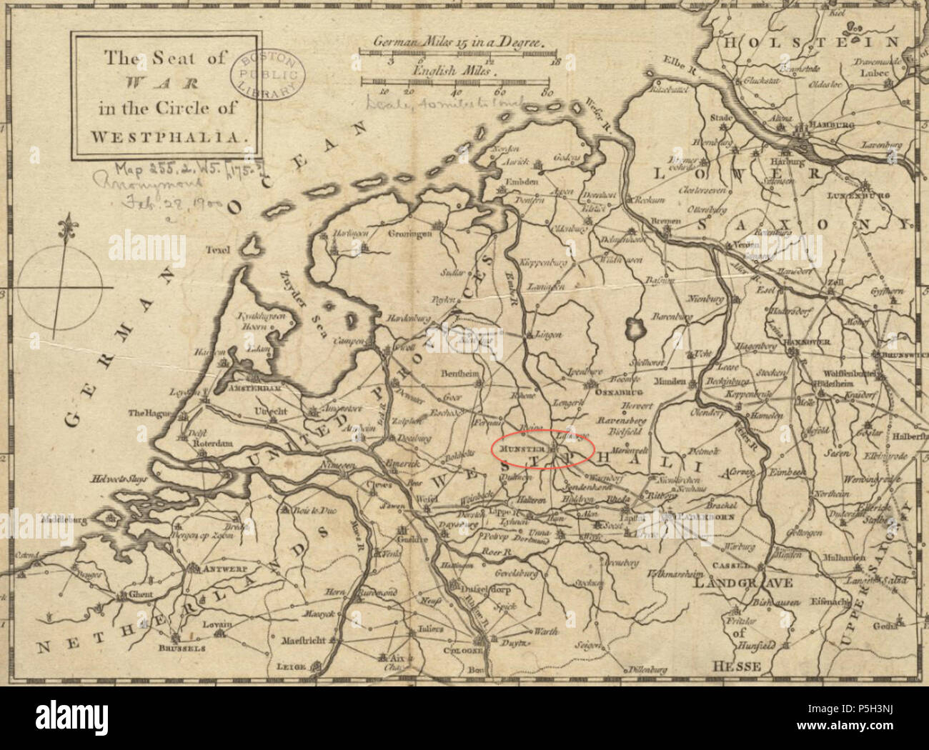 23 1757 Munster detail of map Seat of War in the Circle of Westphalia ...