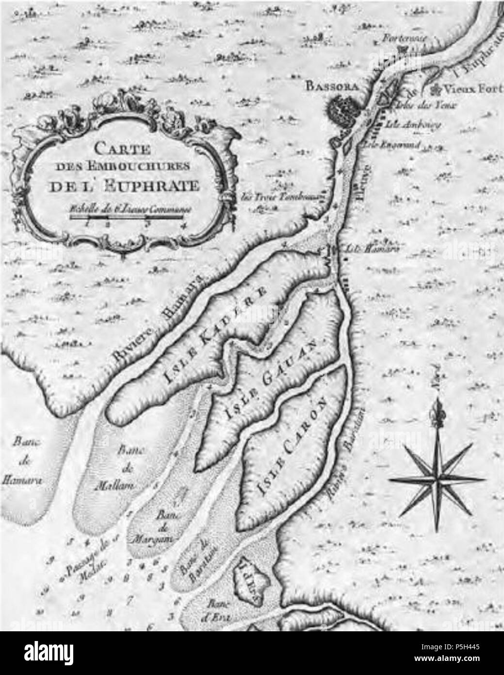 24 1764 Bassora detail map Petit Atlas Maritime by Bellin Stock Photo ...