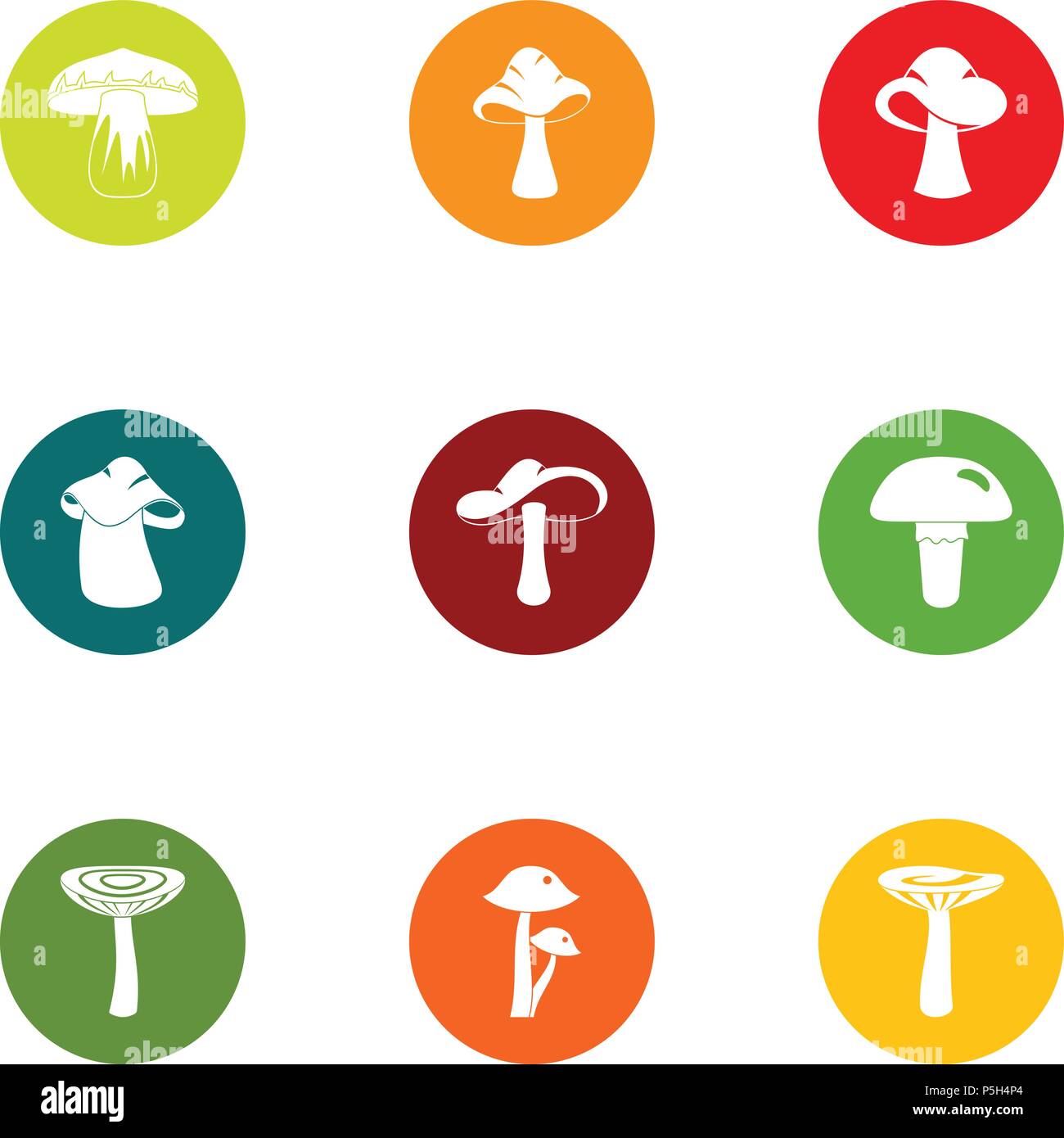 Mushroom colony icons set, flat style Stock Vector Image & Art - Alamy