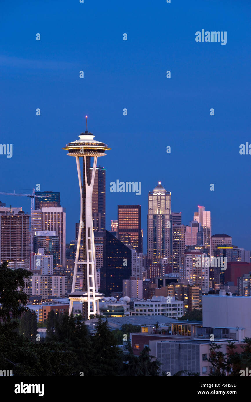 Iconic Seattle skyline with the Space Needle as seen from Kerry Park on ...