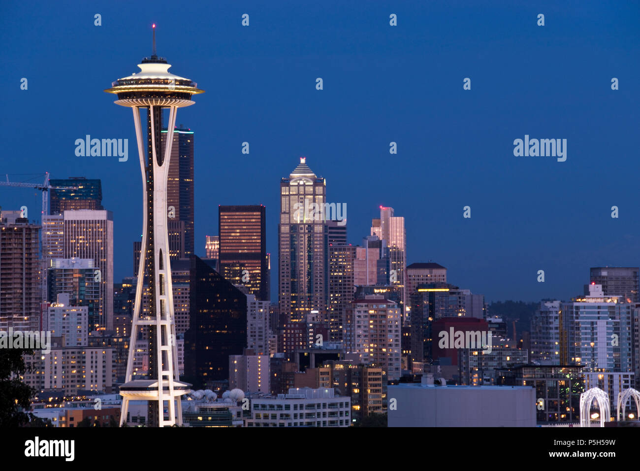 Iconic Seattle skyline with the Space Needle as seen from Kerry Park on ...