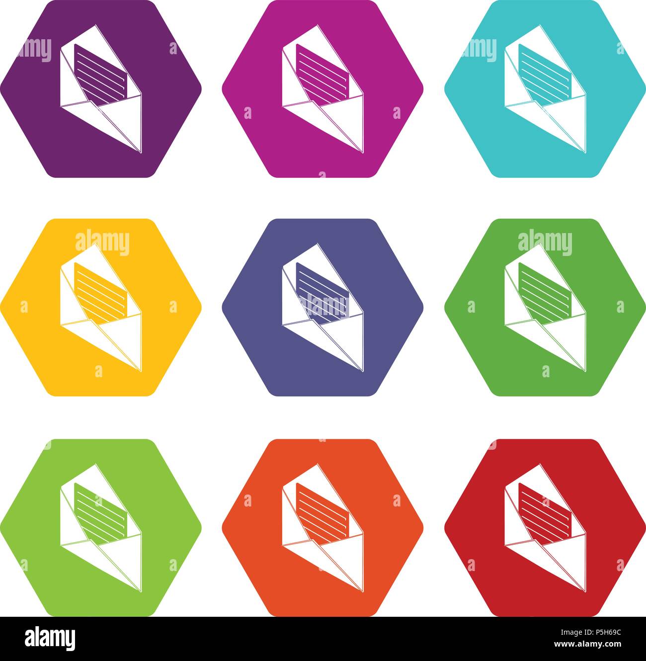 Open envelope icons set 9 vector Stock Vector Image & Art - Alamy