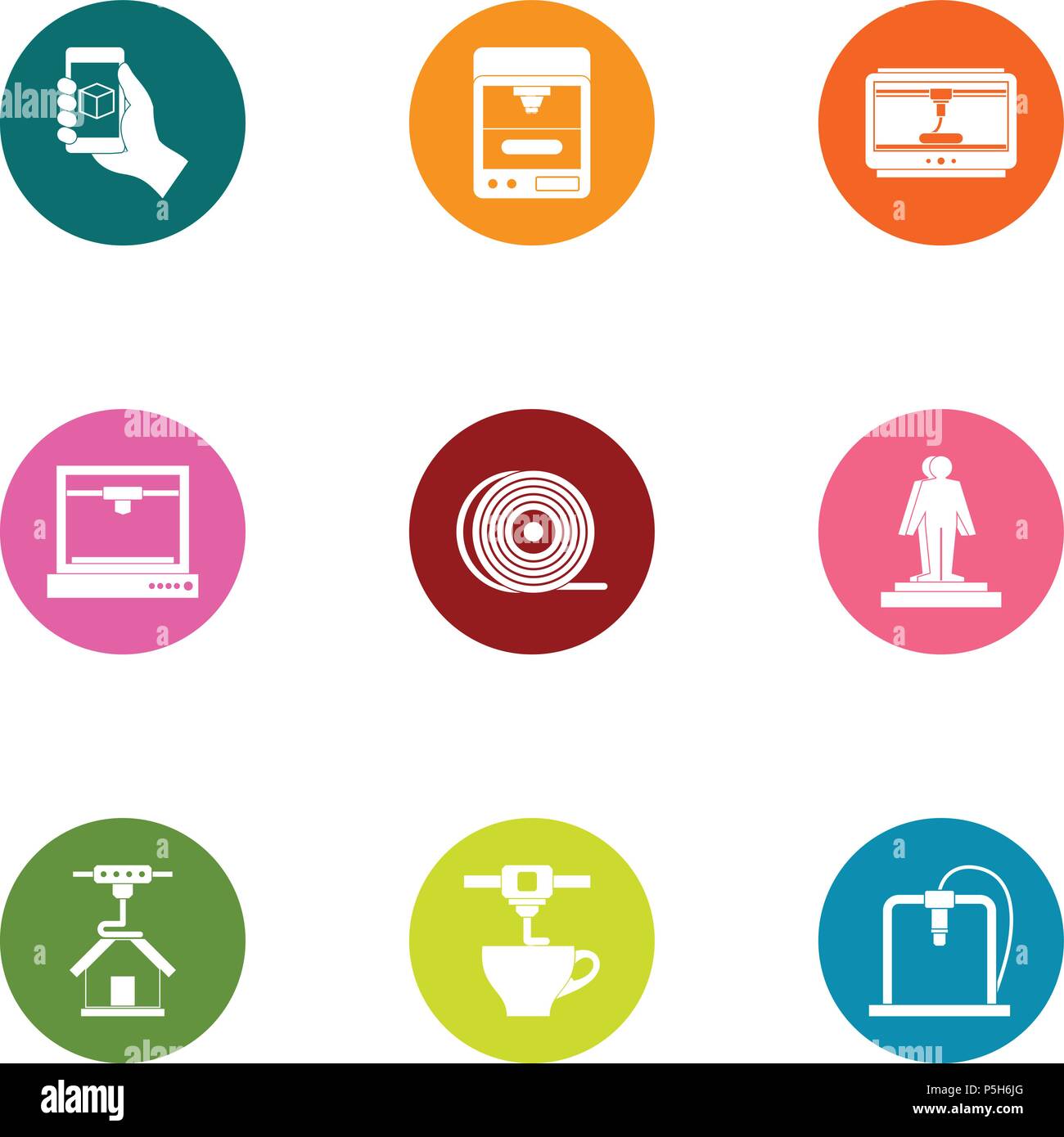 Print material icons set, flat style Stock Vector Image & Art - Alamy