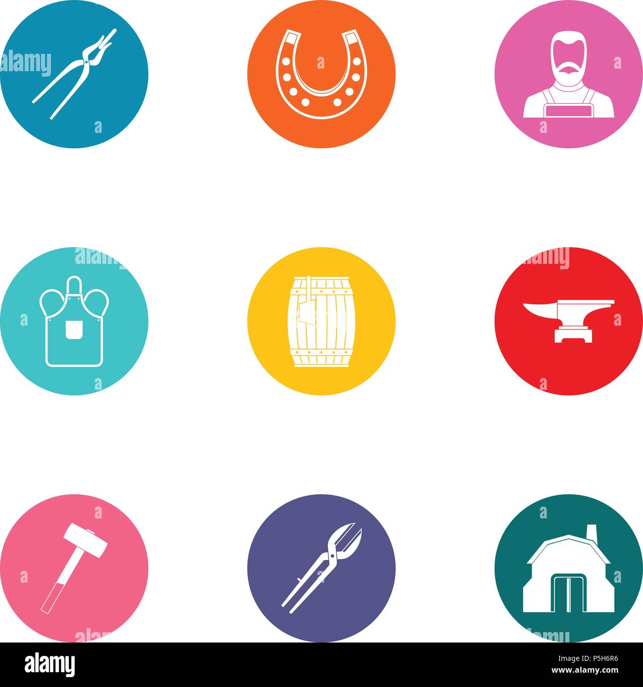 Forge icons set, flat style Stock Vector Image & Art - Alamy