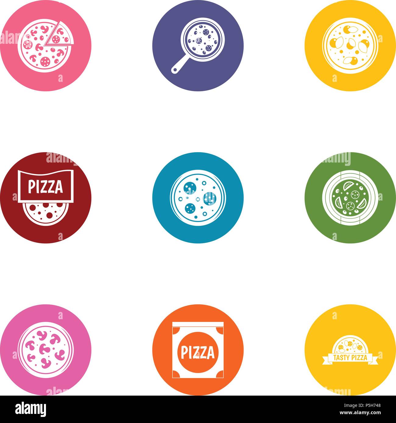 Pizza parlor icons set, flat style Stock Vector Image & Art - Alamy