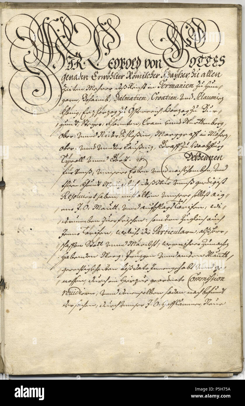 N/A. Slovenšina: Cesar Leopold I. potrjuje Ljubljani mitninsko tarifo ...