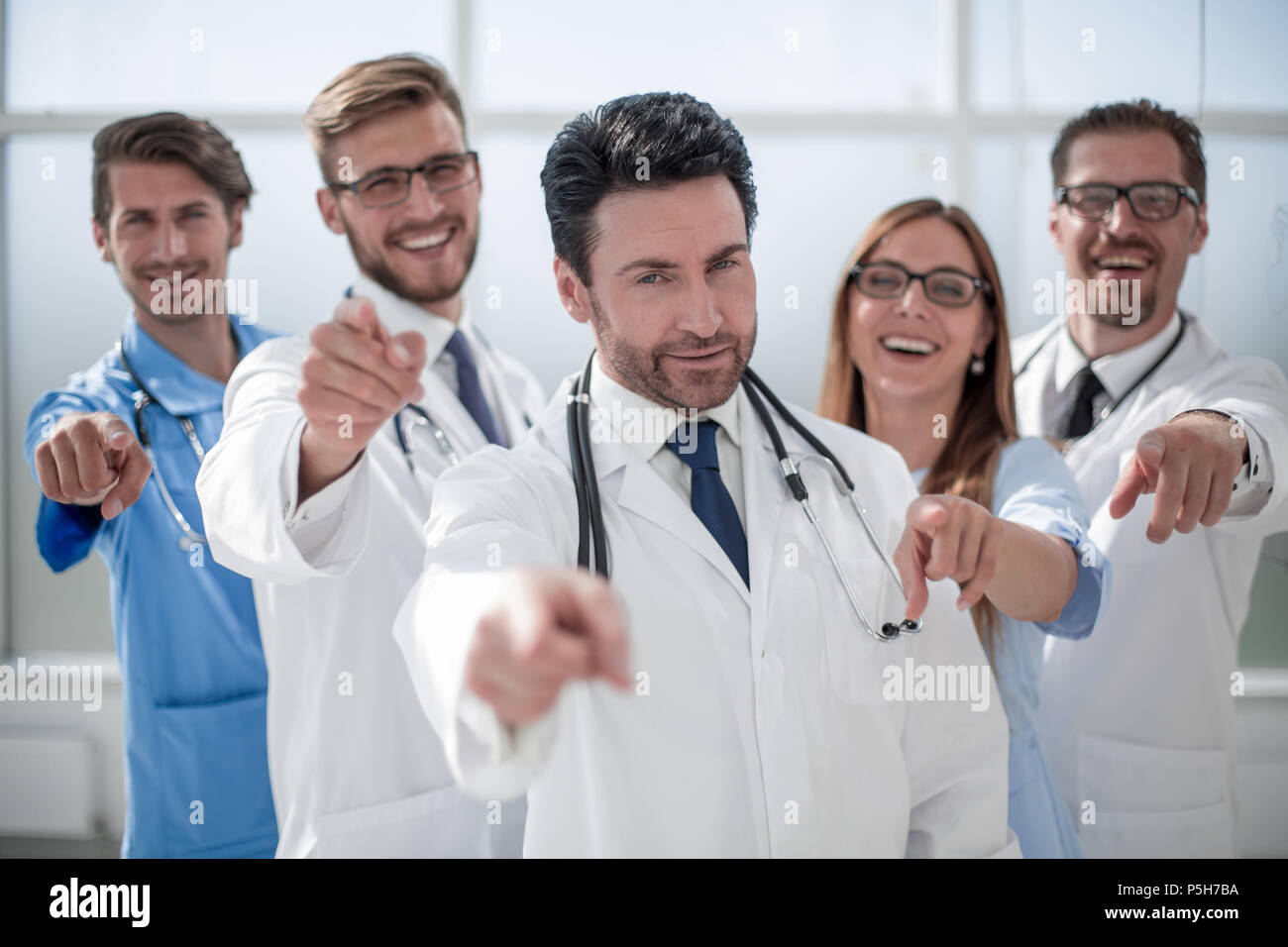 Doctor pointing ahead hi-res stock photography and images - Alamy