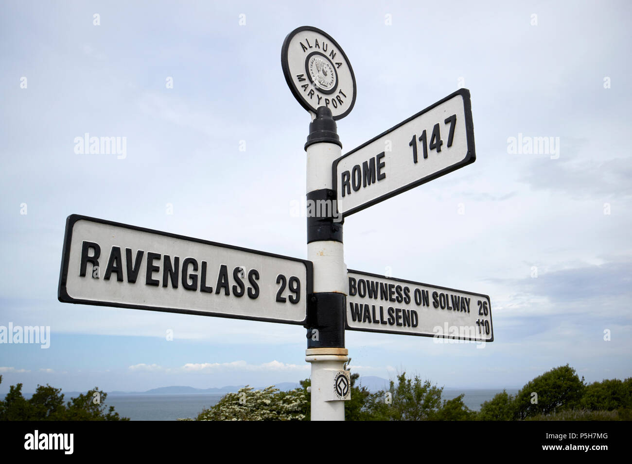 distance marker at the old roman fort of alauna in Maryport Cumbria ...
