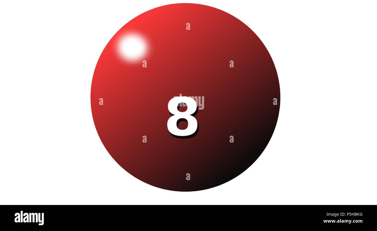 Red Pool ball with the number 8 on white background Stock Vector Image ...