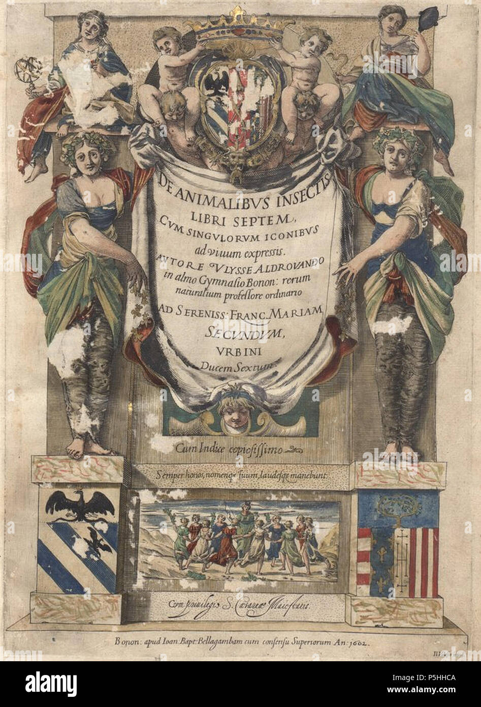 N/A. English: Title page of 'De animalibus insectis libri septem cum ...