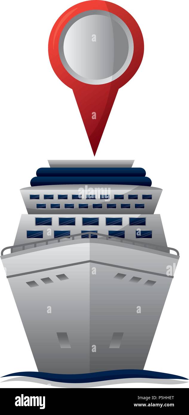 cruise ship travel tourism navigation gps pin vector illustration Stock ...