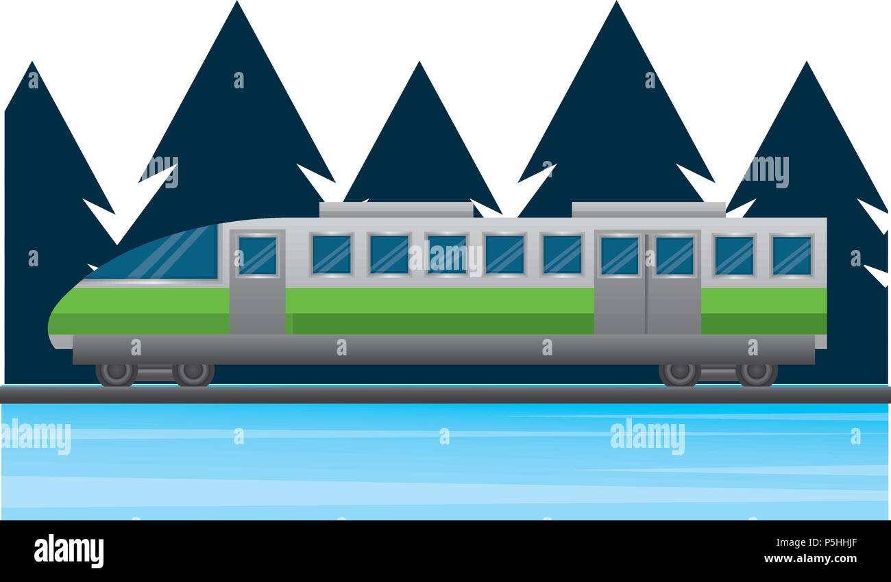travel train vacation tourism forest landscape vector illustration ...