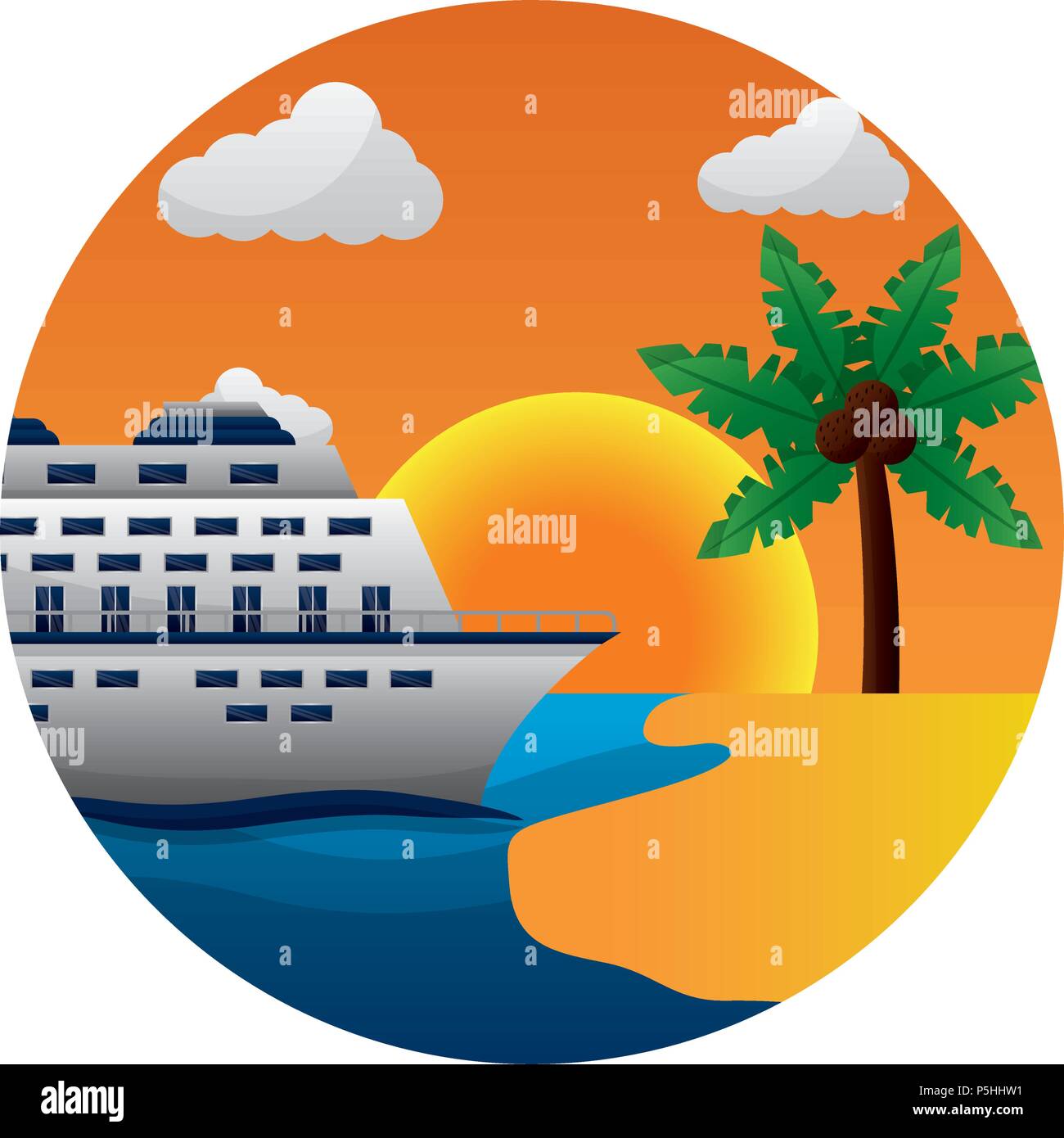 Beach boat cruise island ocean palm sand ship travel vacation Stock ...