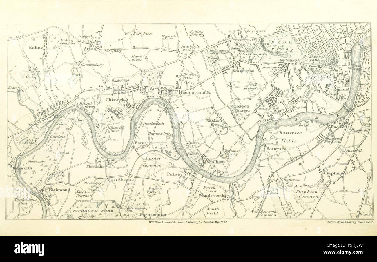 1842 Map of West London Stock Photo - Alamy