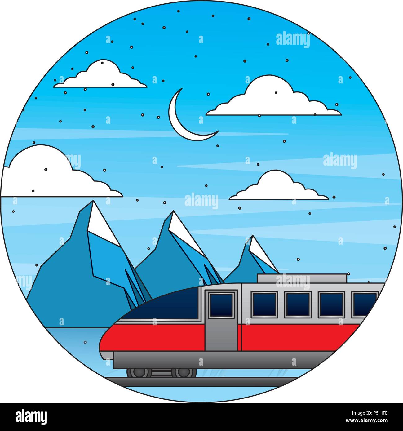 travel train winter mountains snow scene vector illustration Stock ...