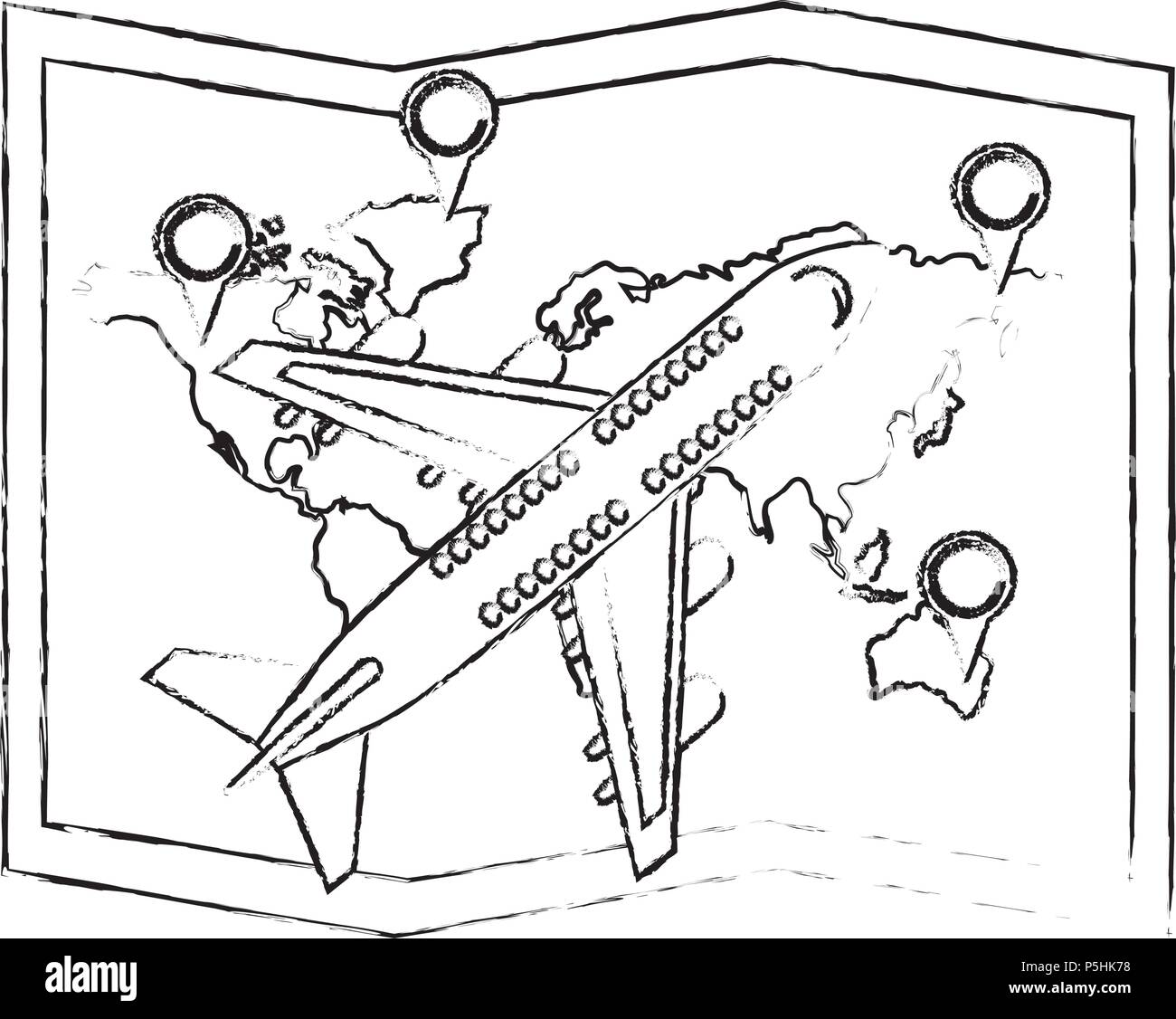 airplane travel gps navigation map pointers location vector ...