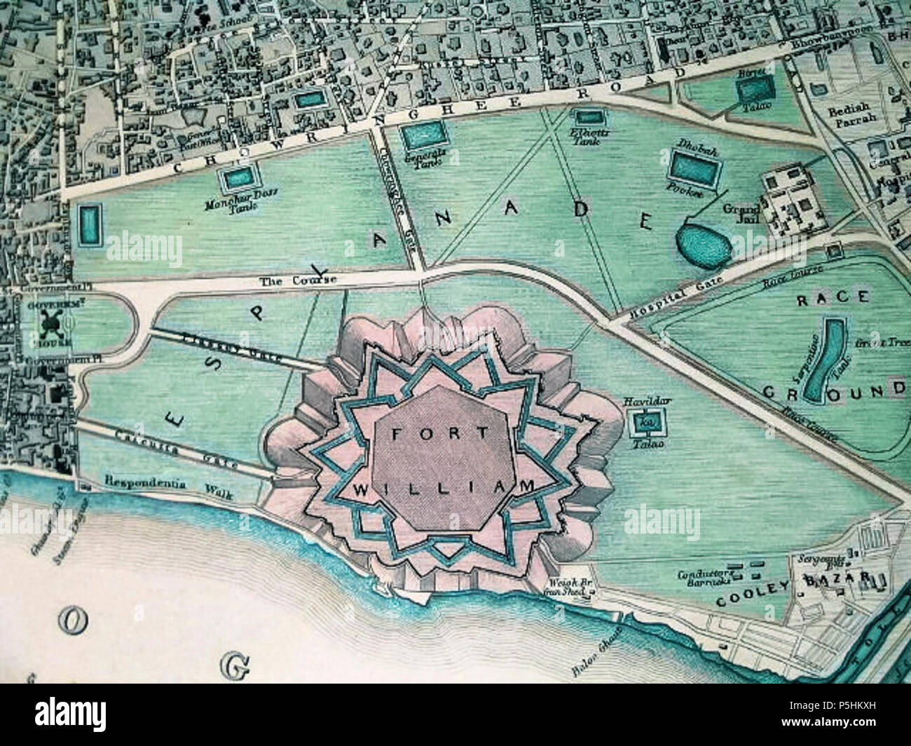 1844 Map of Fort William and Esplanade Stock Photo - Alamy