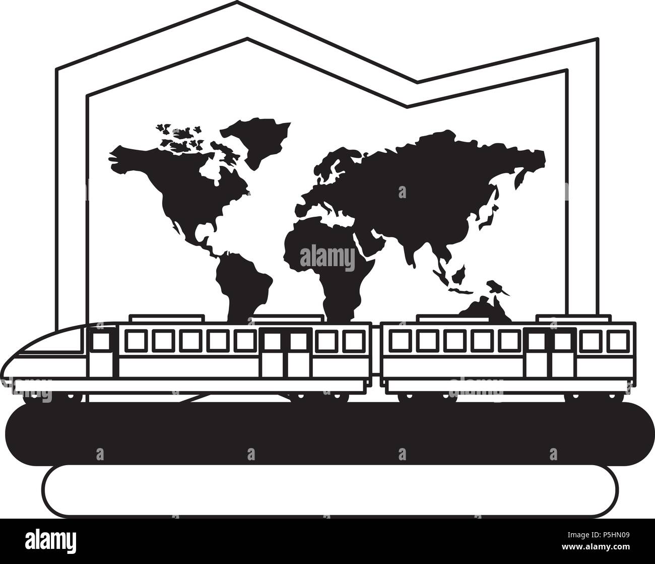 electric fast train with paper map vector illustration design Stock ...